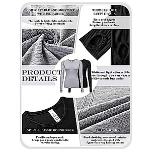 2 Pieces Women Long Sleeve Workout Shirt Seamless Workout Shirts with Thumb Holes Fitted Top Sports Yoga Athletic Shirt Top(Black, Gray, Medium)