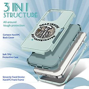 Plakill for iPhone 14 Pro Max Protective Case Designer Drop Tested Cute Cases for Women Girls Shockproof Protection Rugged Heavy Duty Bumper Phone Cover for iPhone 14 Promax (Coffee Skeleton)