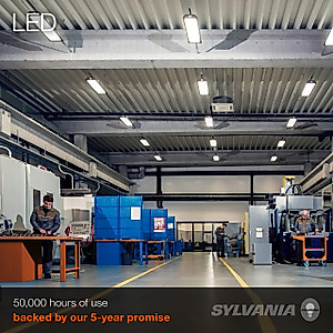 SYLVANIA 4FT LED SHOPLIGHT, 42 Watts, 4000K color temp, Ultra, Slim Design, Direct Plug with Pull Chain, Application 3-in-1, Energy Star (61451), Cool White, 1 Count (Pack of 1)