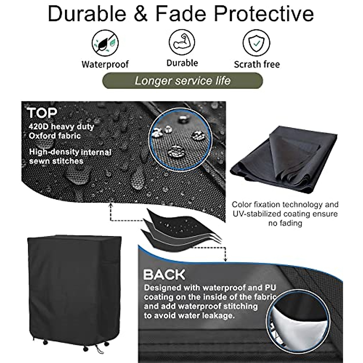 Folding Bed Storage Cover, Falezern 38 in Adjustable Rollaway Bed Cover, Waterproof and Dustproof, with Metal Zipper and Adjustable Drawstring, Thickened Storage Cover for Folding Cot Bed, Fold Up Bed