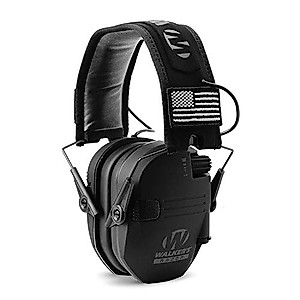 Walker's Razor Slim Patriot Series Electronic Muff Hearing Protection for Shooters and Noise Reduction Earmuffs with 23 dB NRR, Black Patriot, 2 Pack