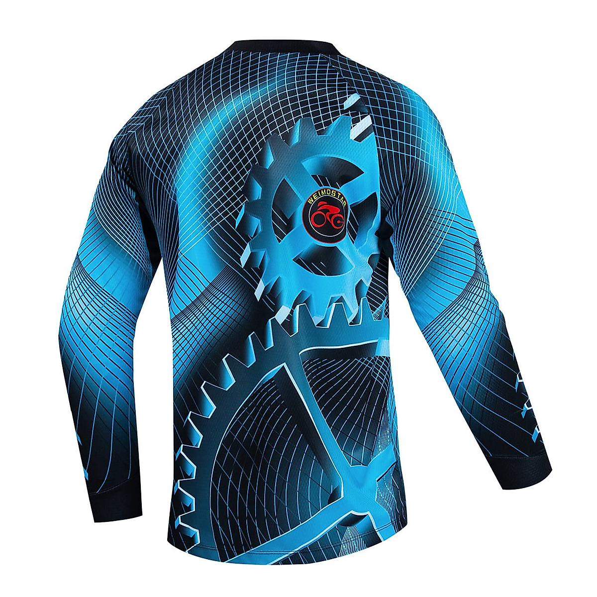 Mountain Bike Jersey Long Sleeve Men Bicycle Cycling Motocross Shirt Downhill Top Running Tshirt Offroad BMX Clothing Dirtbike Uniform Biking Wear Quick Dry Fishing Blue L