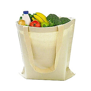 Georgiabags 3 Pack Reusable Canvas Tote Bags, Everyday Grocery Shopping Totes, Natural Color Cotton Bags