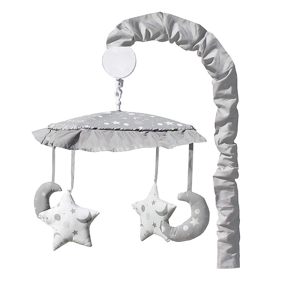 BabyFad Teddy Bear Grey with Stars, Moon and Cloud 100% Cotton Nursery for Baby Boys and Girls, Musical Mobile 9 Piece Crib Bedding Set
