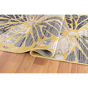 Rugshop Contemporary Circles Stain Resistant High Traffic Living Room Kitchen Bedroom Dining Home Office Area Rug 5'x7' Yellow