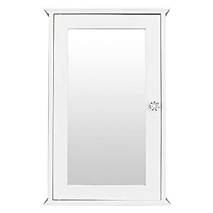 Bathroom Cabinet with Mirror Wall Mounted - Single Door White Open Shelf Wooden Medicine Storage for Bathroom Living Room Kitchen