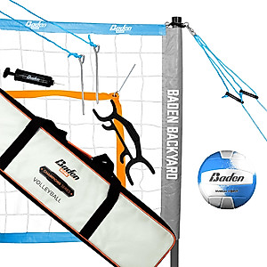 Baden Champions Volleyball Net Set | Volleyball Bag, Adjustable Poles, Volleyball Ball & Pump, & Boundary Lines | Portable Volleyball Net for Backyard or Outdoor Activities for Men, Women & Kids