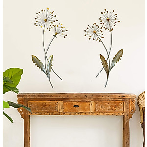 T.I. Design Dandelion Floral Contemporary Metal Wall Decor Set