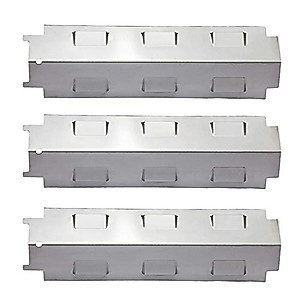 YIHAM KS734 Gas Grill Stainless Steel Heat Plate Shield Tent, Burner Cover Flame Tamer, BBQ Replacement Parts for Charbroil 463650414, Master Forge GD4215S, Brinkmann, Kenmore, 14 5/8 inch, Set of 3