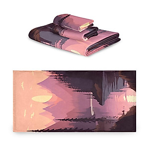 Flradish Landscape Landscape Towels 3 Pack Bath Towels for Bathroom Set Soft Cotton Highly Absorbent Lightweight & Quickdry Towel Set 1 Bath Towel,1 Hand Towel,1 Washclothe