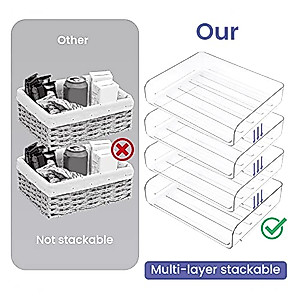 Tomorotec Desk Letter Tray Set, A4 Size Clear PET Stackable Document Organizer Office Desktop File Paper Holder Book Storage Rack Side Load Anti-Skid Stacking Support Convex Bottom (2X Landscape)