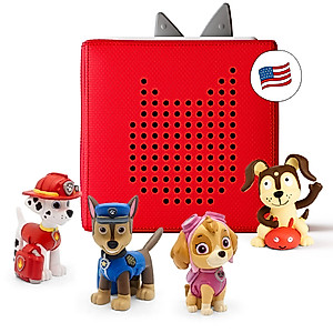 Toniebox Audio Player Starter Set with Chase, Skye, Marshall, and Playtime Puppy - Listen, Learn, and Play with One Huggable Little Box - Red