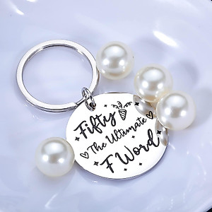 Birthday Gifts for 50th Birthday Women Men Fifty Bday Keychains for Husband Wife Dad Mom Ultimate Gifts for 50 Years Old Friends Family Happy 50th Anniversary Christmas Inspirational gifts for Her Him