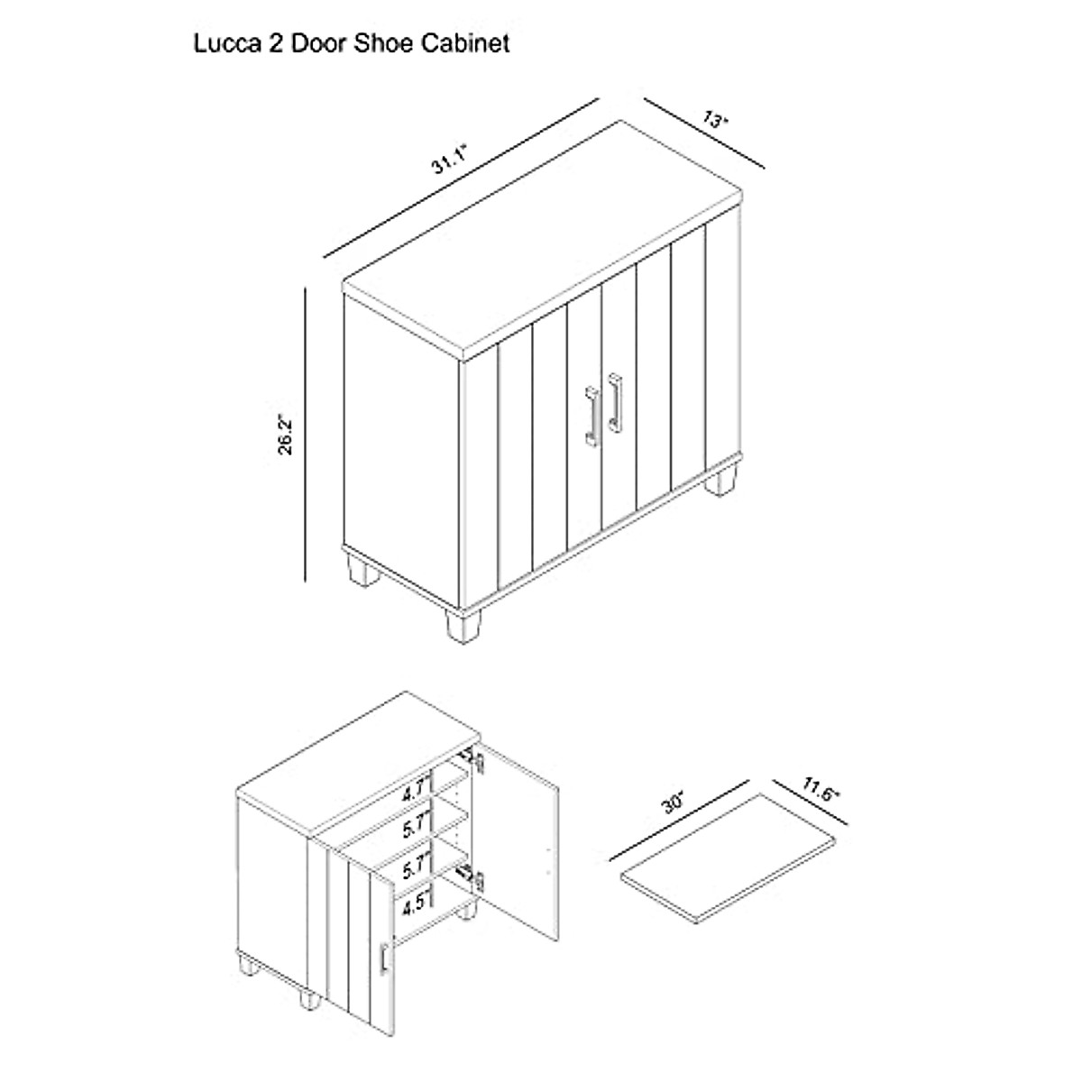 Galano Lucca 12 Pair Shoe Storage with Adjustable Shelf, Wood Freestanding Organizer for Entryway, Small Narrow Shoe Rack Cabinet, Easy Assembly, 13.1" D x 31.1" W x 26.2" H, Dusty Grey Oak