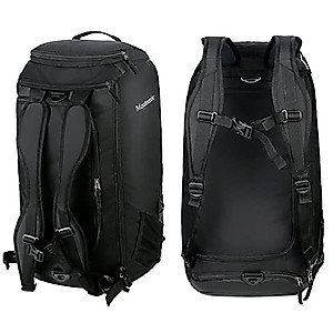 Mouteenoo Travel Duffel Backpack with Shoes Compartment Water Resistant Sports Duffle Gym Bag With Shoulder Straps for Men and Women (Black, 45L)