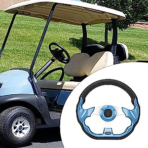 Steering Wheel Kit, PU Leather Surface Strong Grip Wear Resistant Cart Steering Wheel 12.5 Inch Universal Beautiful for DS Precedent Onward Tempo (Blue)