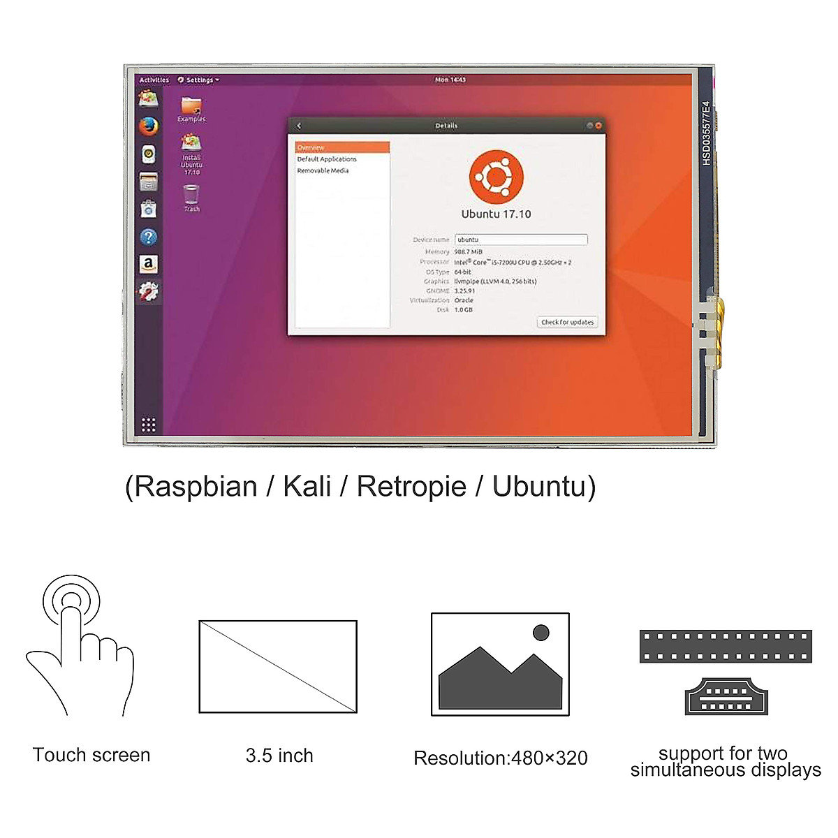 JUN-ELECTRON for Raspberry Pi 3 B+ 3.5 inch Touch Screen with Case, 320x480 Pixel Monitor TFT LCD Game Display [Support Raspbian, Ubuntu, Kali, RetroPie System]