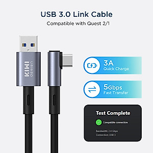 KIWI design Link Cable 16FT Compatible with Quest 2/1/Pro and Pico 4, 3.0 Link Cable Accessories for PC VR Headset