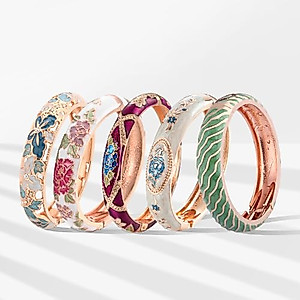 UJOY Random Pack Colors Enamel Jewelry Set Golden Flower Engraved 10 PCS Cloisonne Bracelets in a Box