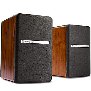 SINGING WOOD T25 Passive 2 Way Bookshelf Speakers with preinstalled Wall Mount Bracket- 4 inch woofer and Silk Dome Tweeter- Receiver or Amplifier Needed to Operate- 60 Watts(Beech Wood-Pair)