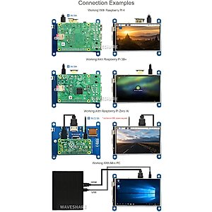 waveshare 4inch Resistive Touch Screen LCD Compatible with Raspberry Pi 4B/3B+/3A+/2B/B+/A+/Zero/Zero W/WH/Zero 2W CM3+/4 480×800 Resolution HDMI IPS Supports Windows