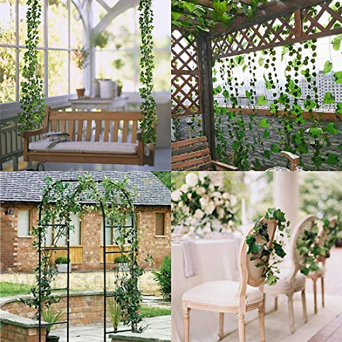 Gooteff 168 Ft Fake Plants Artificial Ivy Leaf Greenery Garland Plants Fake Hanging Vine Garland Fake Leaves for Party Garden Office Christmas Wedding Wall Home Decor（24 Pack）