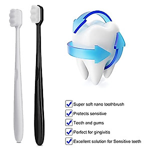 WLLHYF 2 PCS Extra Soft Micro Nano Toothbrush, Ultra Soft Toothbrushes with 10000 Soft Bristles Sterile Fiber Adult Toothbrush Painless Brushing for Teeth Oral Gum Recession