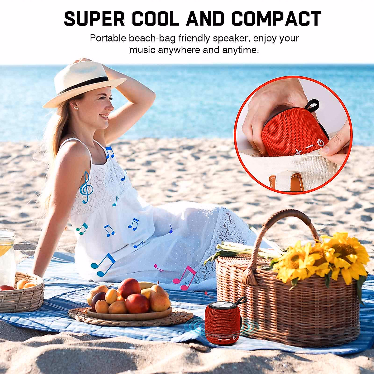 Bluetooth Speaker: Powerful Stereo Sound, IPX7 Waterproof, True Wireless Stereo Pairing, Portable Design, Latest Bluetooth V5.2 - Perfect for Defy (2021), Beach, Outdoor, Home, Parties& More - Red