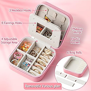 Wood Homing Small Preppy Travel Jewelry Case for Women Mini Jewelry Organizer for Traveling Preppy Travel Jewelry Box for Ring Earring Necklace Bracelet Pendant Gift for Mom Lovers