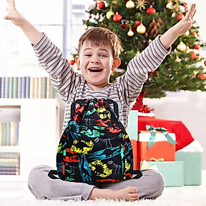 RHCPFOVR Drawstring Backpack for Kids - Dinosaur Bags for Girls Gym Dance Beach Swim Travel Bag With Two Water Bottle Holder