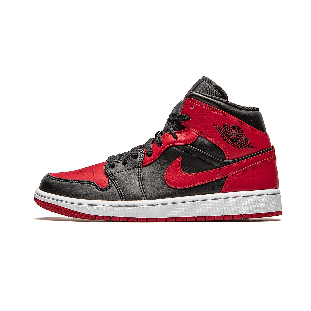 Nike Women's WMNS Air Jordan 1 Mid Trainers, Black Gym Red White, 15 Men