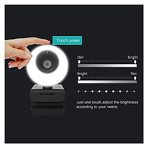 Webcam 1080P Webcam 60FPS Autofocus HD Web Camera with Microphone Ring Light Web Cam for PC Computer Camera for Recording Calling Conferencing Gaming (Colour: 1080P 60FPS) (60FPS with Stand 3)