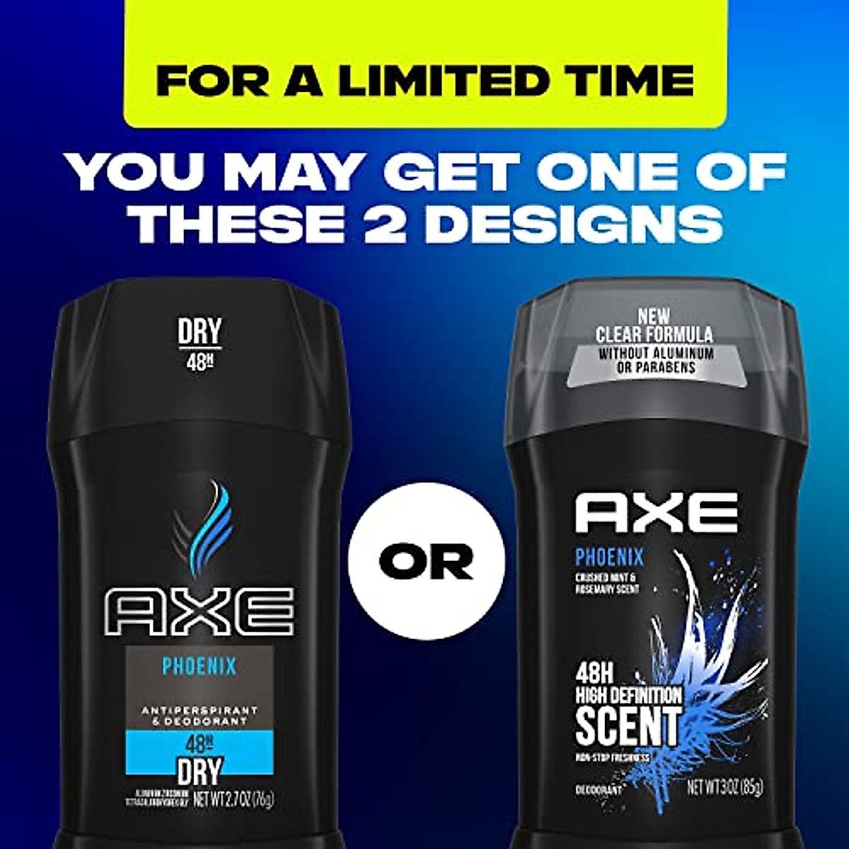 AXE Phoenix Deodorant 48H Odor Protection Crushed Mint & Rosemary Aluminum Free Deodorant for Men 3 Ounce (Pack of 4)