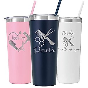 Personalized Hairdresser Laser Engraved 22 oz Tumbler with Straw, Hairdresser, Barber, Beauty Salon, Gift, Hair Salon, Hair Stylists