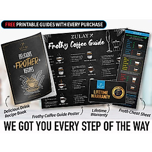 Zulay Kitchen Magia Manual Espresso Machine with Grinder and Extra Large 2L Removable Water Tank and Milk Frother with Stand