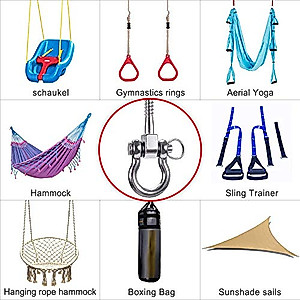 SELEWARE Heavy Duty 180° Swing Hangers, Stainless Steel Eye Screw Bracket, 1800 LB Capacity Playground Yoga Hammock Rope Tire Web Chair Sandbag Punching Bag Porch Swing Sets (4 Pack)