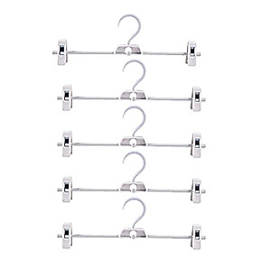 OUNONA Multifunction Space- Clothes Drying Saving Plastic White Space Hook Clip Adjustable Creative Rack Swivel Slip Pant Durable Clothing Stackable Slacks Hangers with Beige Tier On