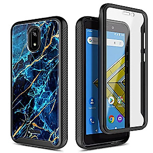 WDHD Case for BLU Wiko Ride (W-U300), Vision 2 (U304AC)/AT&T Radiant Core (U304A)/Cricket Icon with [Built-in Screen Protector], Full-Body Shockproof Protective Bumper Case Cover (Sapphire)