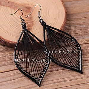 Fdesigner Boho Woven Geometric Earrings Drop Black Jewelry Fashion Silk Earring Dangle for Women