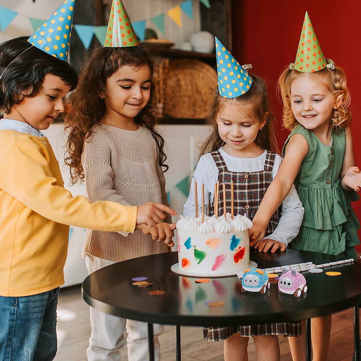 SUNKIM Easter Gifts for Kids,2pcs DIY Painting Keychains Kits with Light for Decoration Easter Arts and Crafts for Kids Ages 8-12