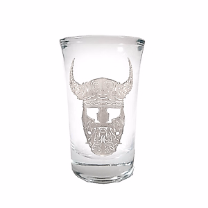 Celtic Viking Shot Glass, Horned Helmet - Free Personalized Engraving