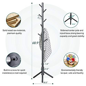 Vlush Sturdy Coat Rack Stand-Coat Hat Tree Coat Hanger Holder Stand for Clothes,Scarves,Handbags,Umbrella-(8 Hooks,Gray)