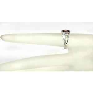RB Gems 925 Sterling Silver Ring Genuine Gems Marquise 8x4 and Round Gems Accented with Wave-like Design Shank Rhodium-Plated Finish (Garnet, 9)