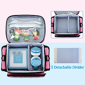 LoDrid Carrying Case Compatible with Toniebox, Portable Bag with Shoulder Strap for Audio Player Starter Set, Headphones Charging Station Storage, Rose Red (Bag Only)(Patent Design)