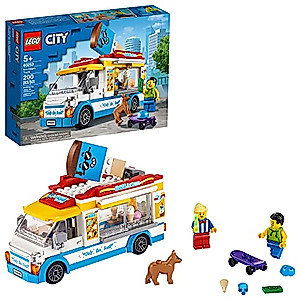 LEGO City Ice Cream Truck Van 60253 Building Toy Set - Featuring Skater Minifigures, Skateboard, and Dog Figure, Fun Gift Idea for Boys, Girls, and Kids Ages 5+