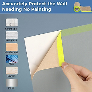yeesport 4 Rolls Pre-Taped Masking Paper for Painting, 6 in x 50 Ft Tape and Drape Painters Paper, Paint Adhesive Protective Paper Roll for Covering Skirting, Door Frames, Cars