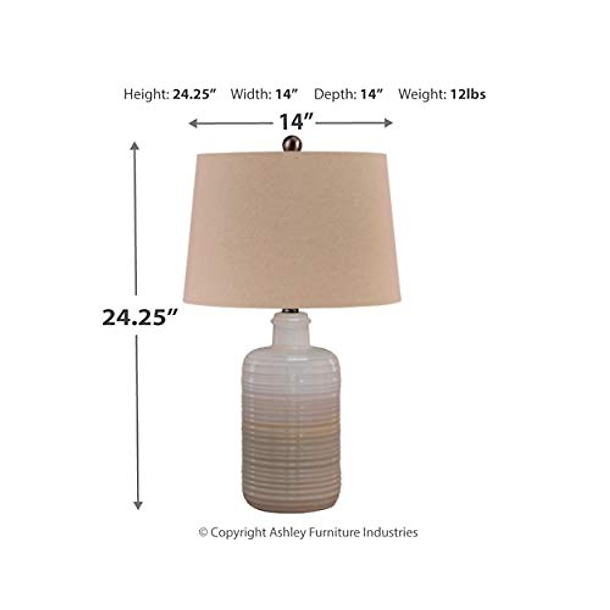 Signature Design by Ashley Marnina 25.5" Neutral Ceramic Table Lamp Set, 2 Count, Taupe