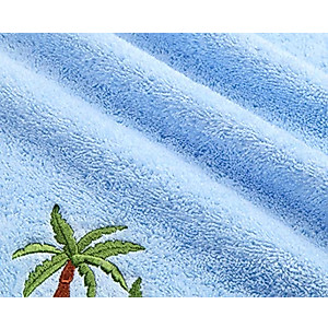 Quera 2 Pack Summer Hand Towels 100 Percent Cotton Embroidered Palm Trees Paradise Beach Decor Parrot Bathroom Decorative Dish Set for Drying, Cleaning, Cooking,, Blue, It's 5 O'CLOCK Somewhere!