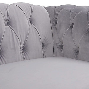 LEVNARY Three-Seat Velvet Sofa, Large Sofa Classic Tufted Chesterfield Settee Sofa Modern 3 Seater Couch Furniture with Tufted Back for Living Room, Dark Grey