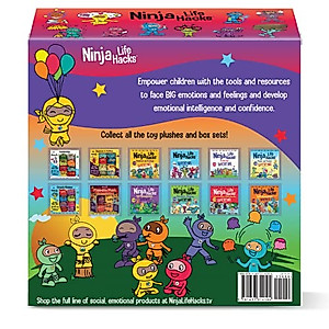 Ninja Life Hacks Flippable Toy CBT Book Box Gift Set (Angry Ninja + Positive Ninja, Nervous + Calm Ninja, Anxious + Brave Ninja, Thinking + Impulsive Ninja)